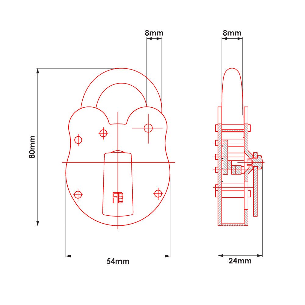 TSS Fire Brigade FB1 Open Shackle Galvanised Padlock - Locks for Landlords
